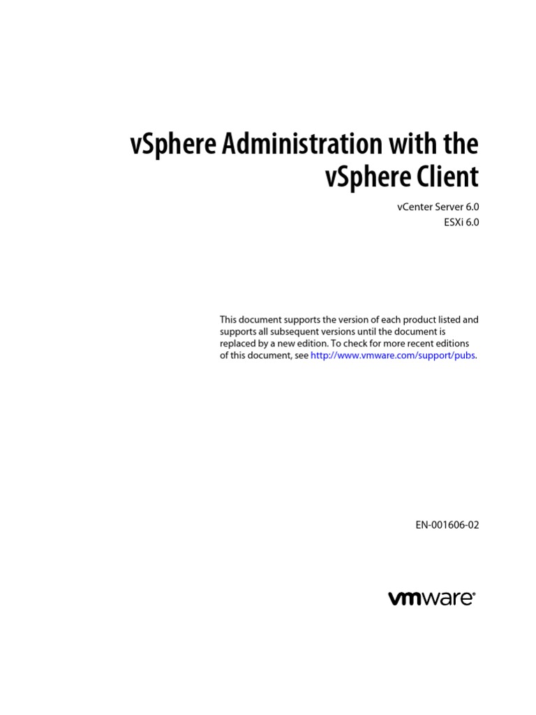 Vsphere Esxi Vcenter Server 60 Client Administration Guide | PDF ...