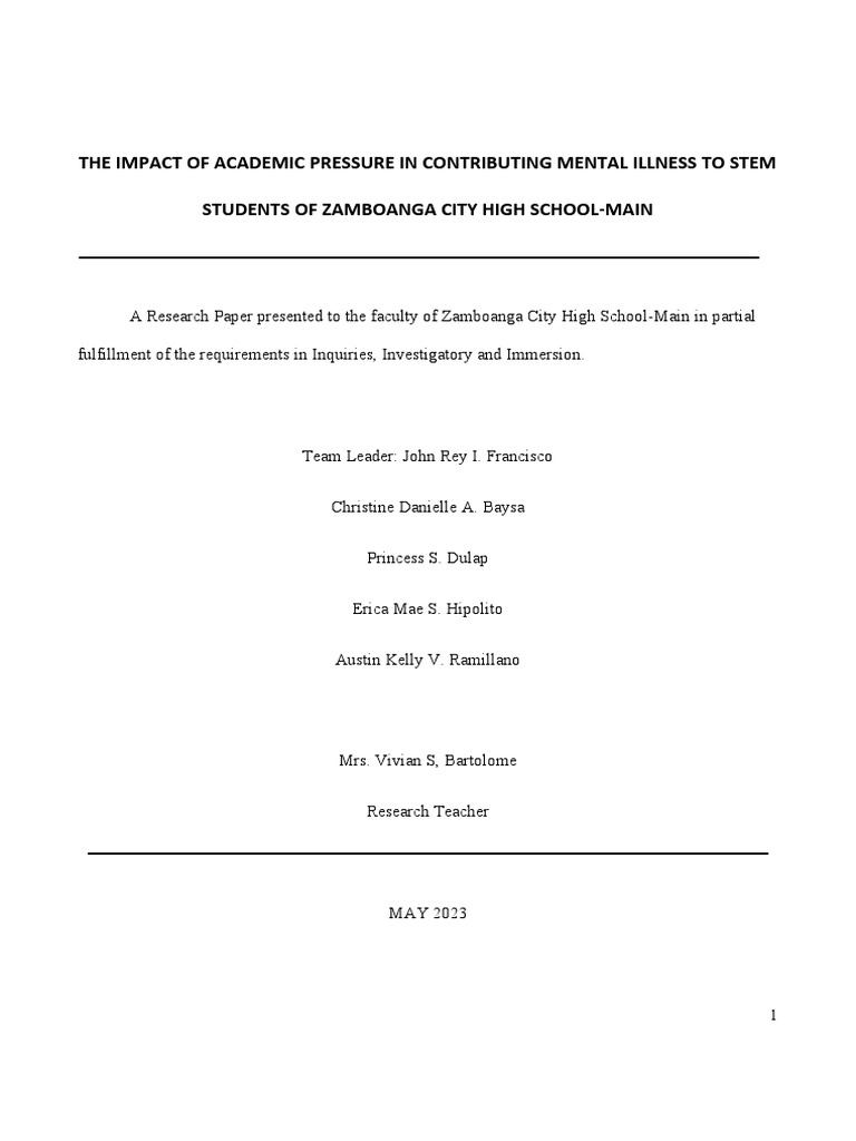 Academic Pressure's Impact on STEM Mental Health | PDF | Mental Health ...