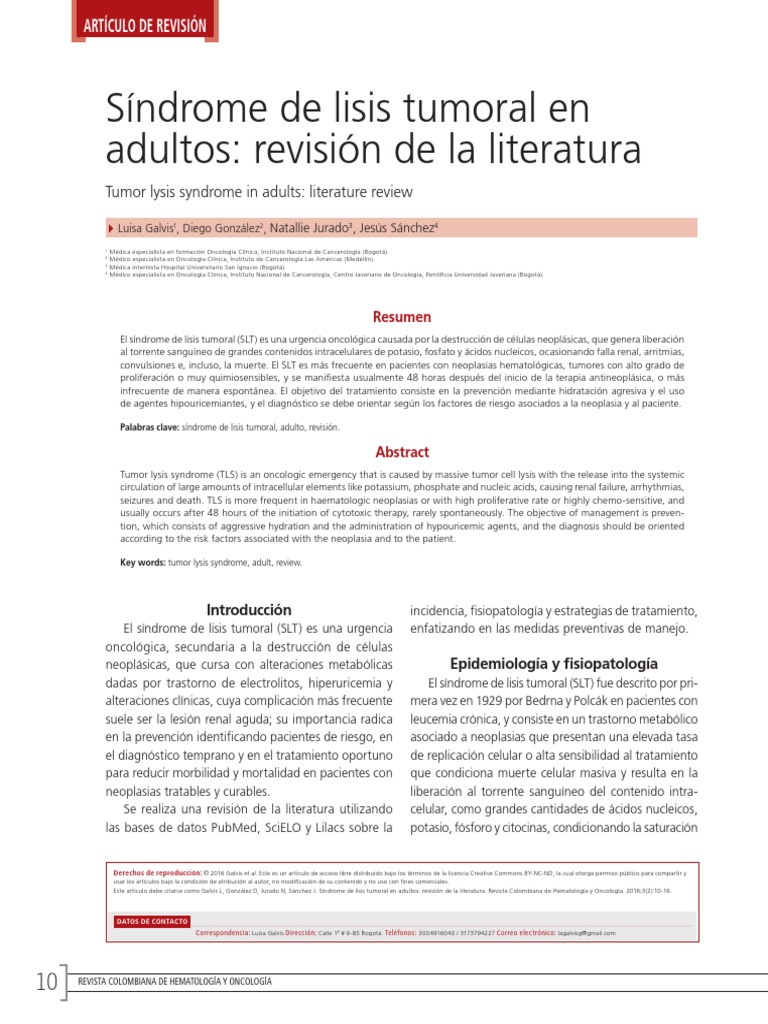 Presentación Síndrome de Lisis | PDF | Cáncer | Medicina CLINICA