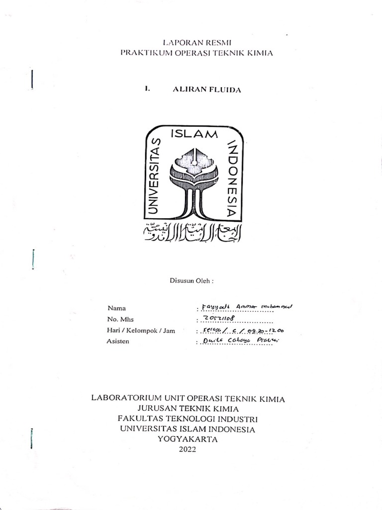 Praktikum 1 - Aliran Fluida - OTK 2 | PDF