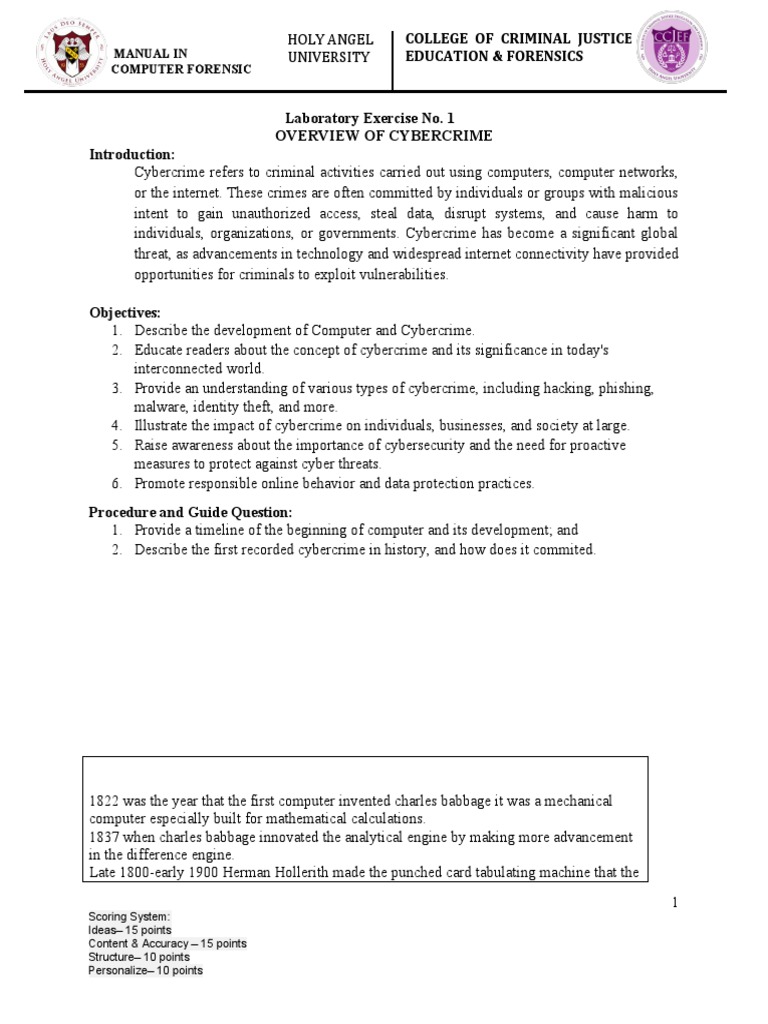 LGESGUERRAComputer Forensic Laboratory Exercise No. 1 OVERVIEW OF CYBERCRIME | PDF | Cybercrime ...