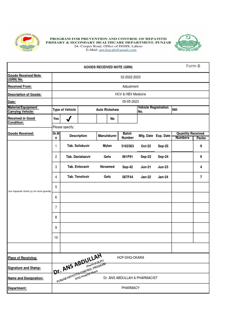 Goods Received Note Pharmacy 05-05-2023 | PDF | Pharmacology | Social ...