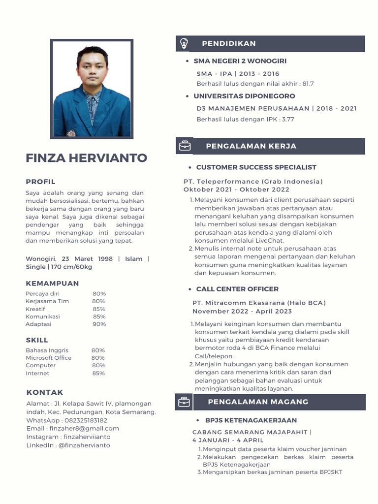 Contoh CV untuk Customer Service | PDF | Karier & Perkembangan | Bisnis