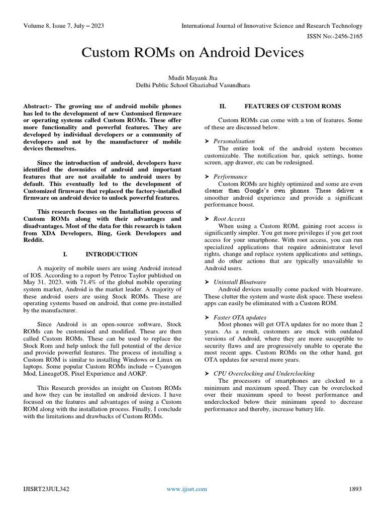 Custom ROMs On Android Devices | PDF | Android (Operating System ...