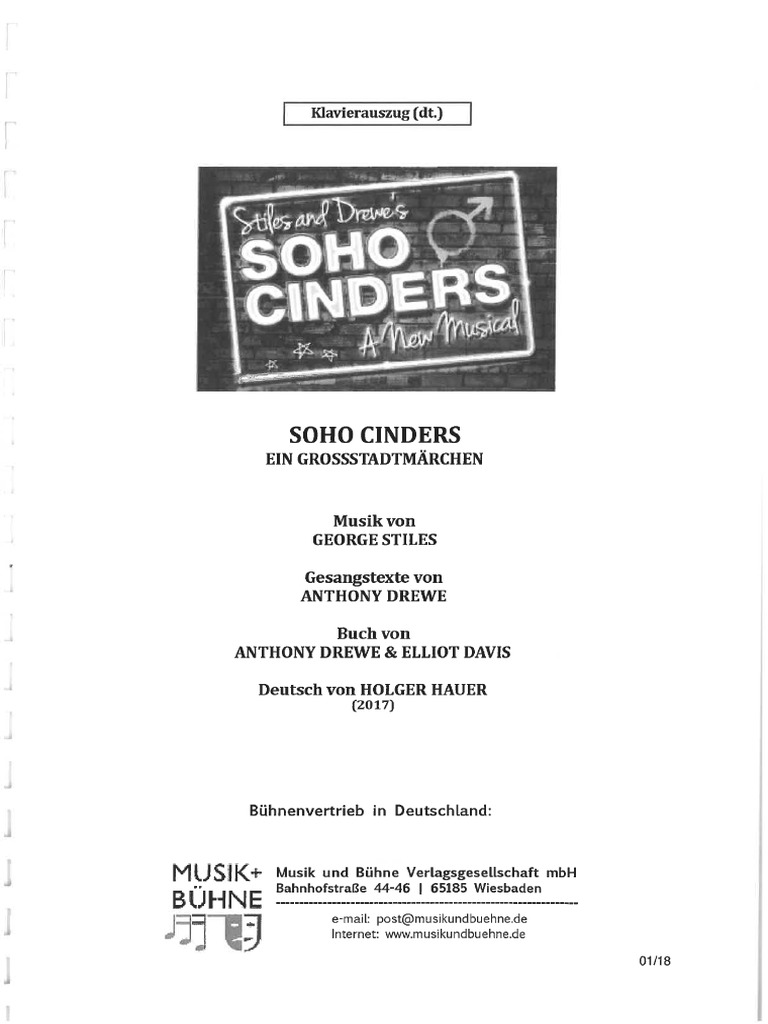 Soho Cinders (Klavierauszug) | PDF