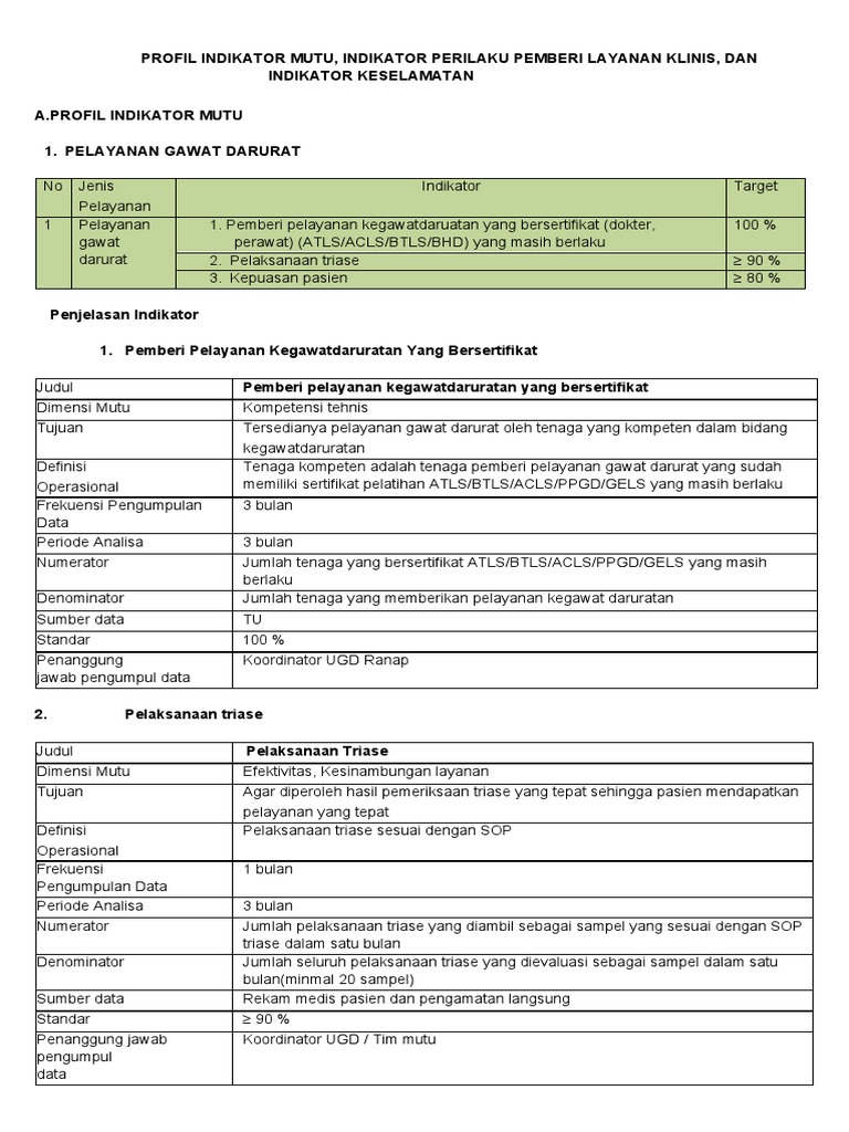 Profil Indikator Mutu | PDF