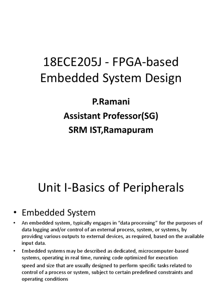 18ece205j Fpga Based Embedded System Design Unit 1 Pdf Embedded System Programming