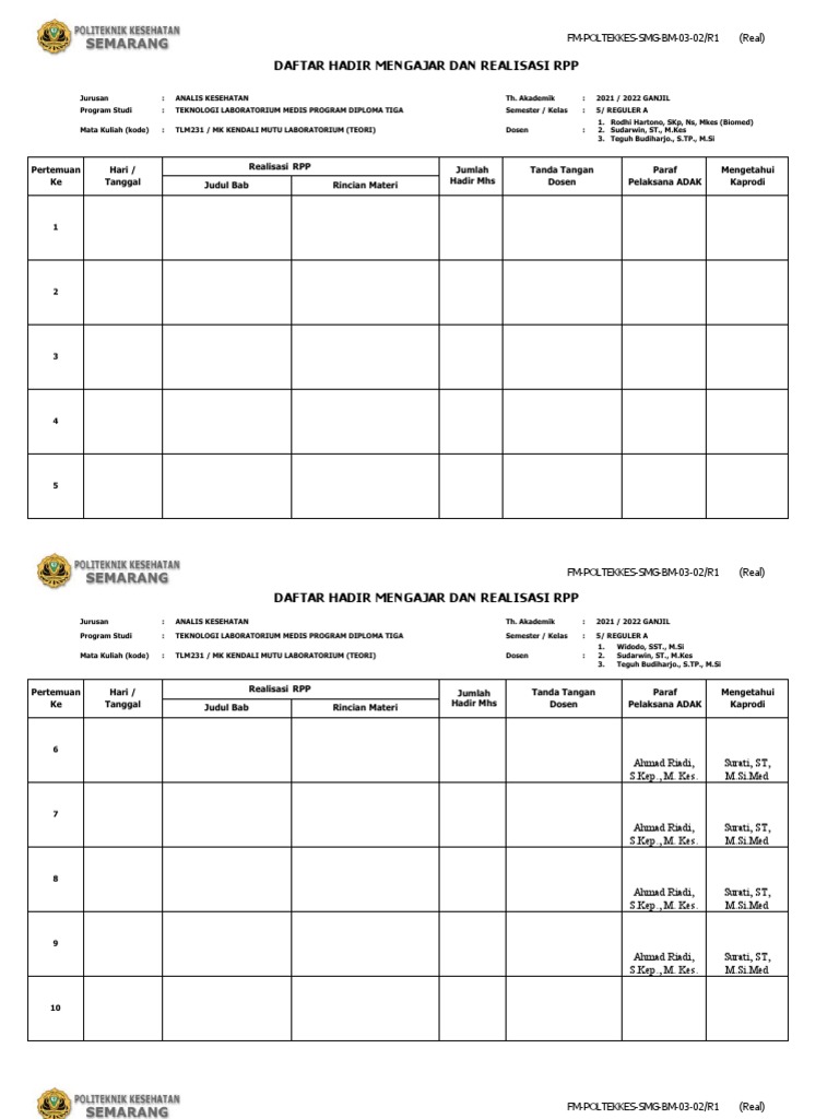 TLM.213 KENDALI MUTU LAB D3 TLM Reg A (Real) | PDF
