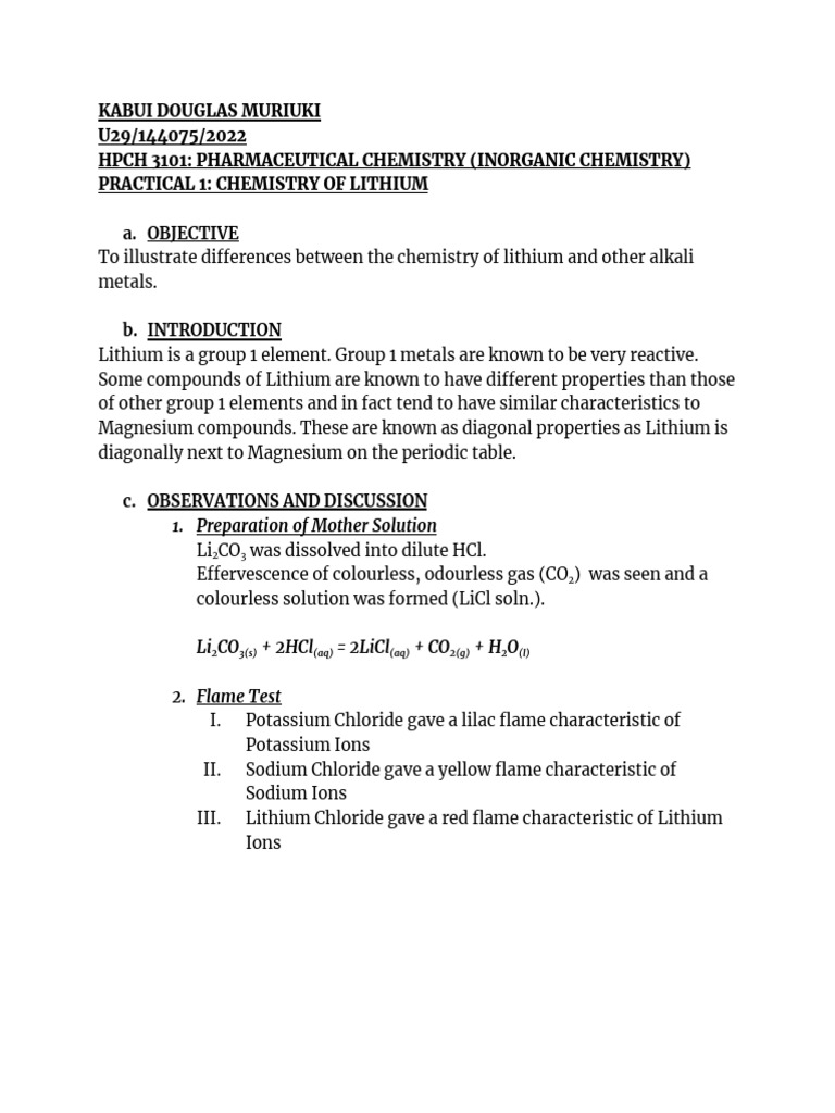 Pharm Chem Practical 1 | PDF | Precipitation (Chemistry) | Sodium Carbonate