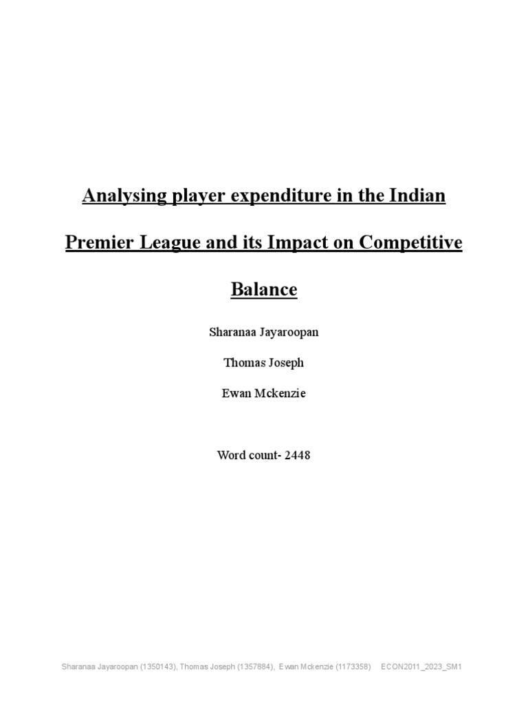 Analysis of The Competitive Balance of The IPL | PDF | Gini Coefficient