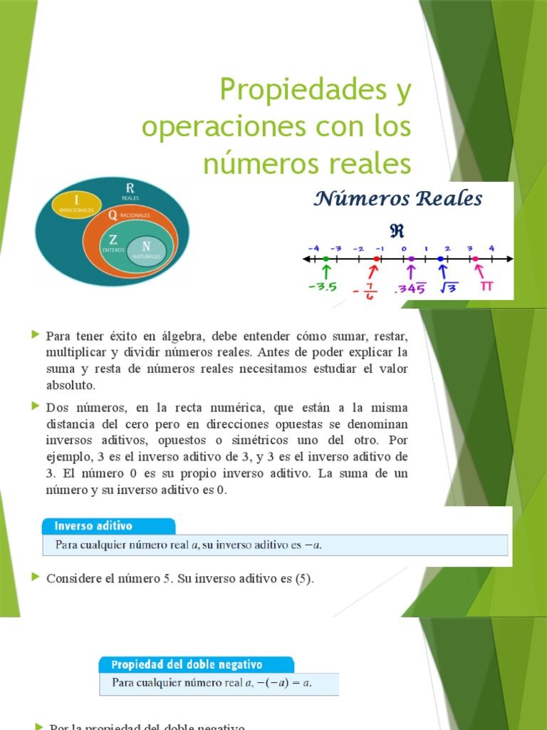 Propiedades y Operaciones Con Los Números Reales | PDF | Números | Exponenciación