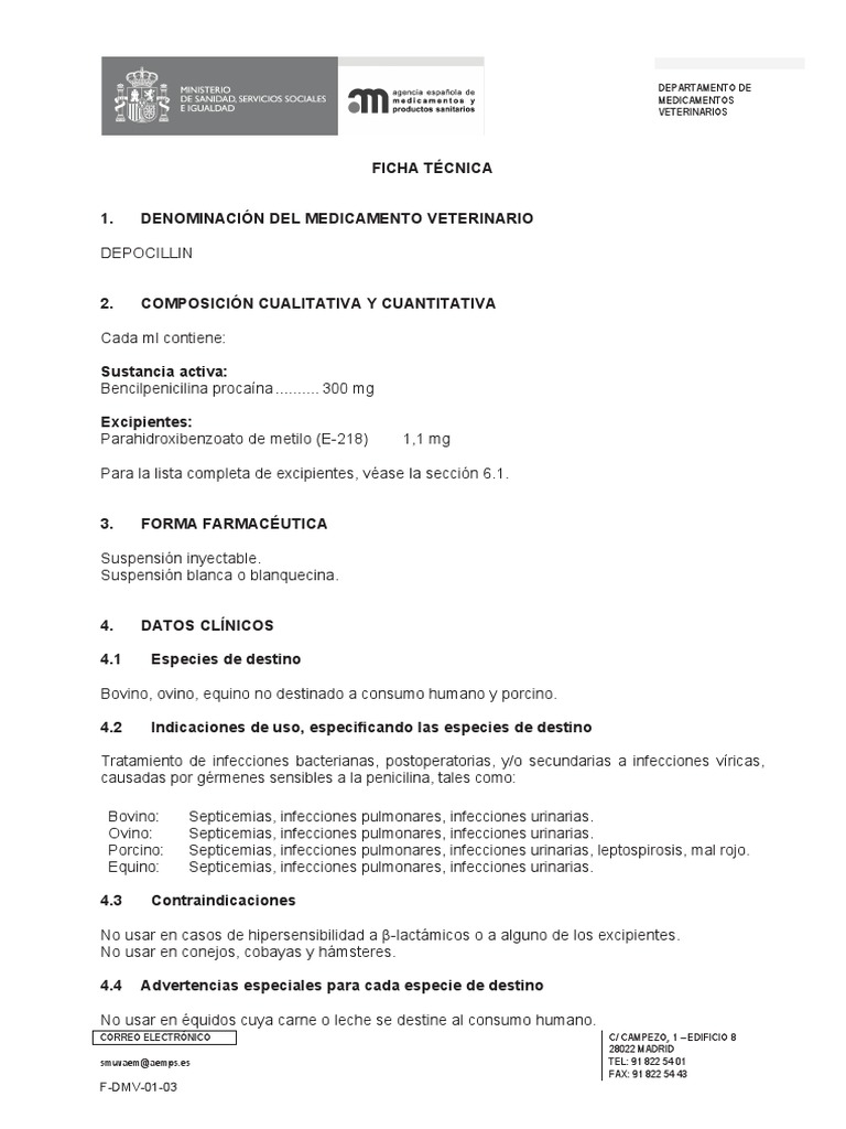 39 Depocillin SPC 131014 tcm101-167352. | PDF | Penicilina ...