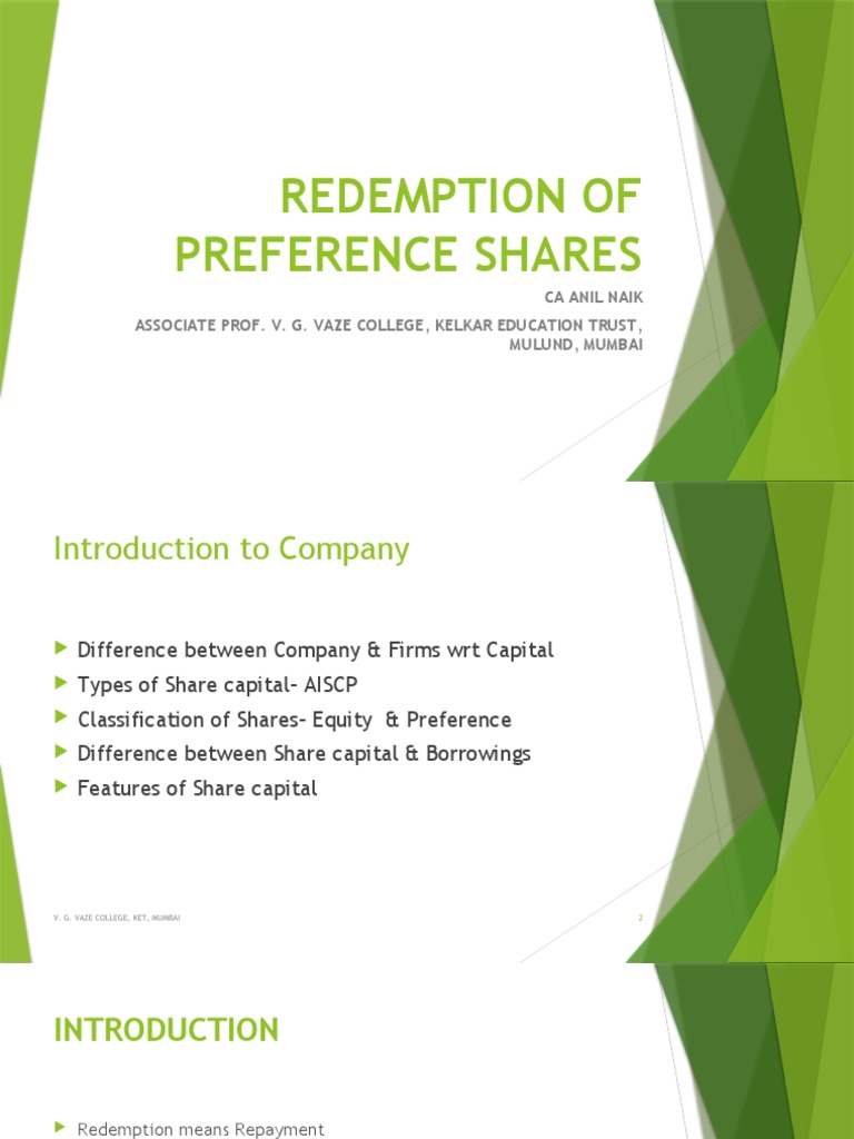 Redemption of Preference Shares | PDF | Preferred Stock | Economies