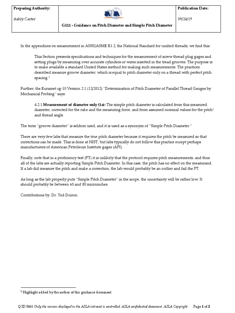 G111 - Guidance On Pitch Diameter and Simple Pitch Diameter-5661-2 ...