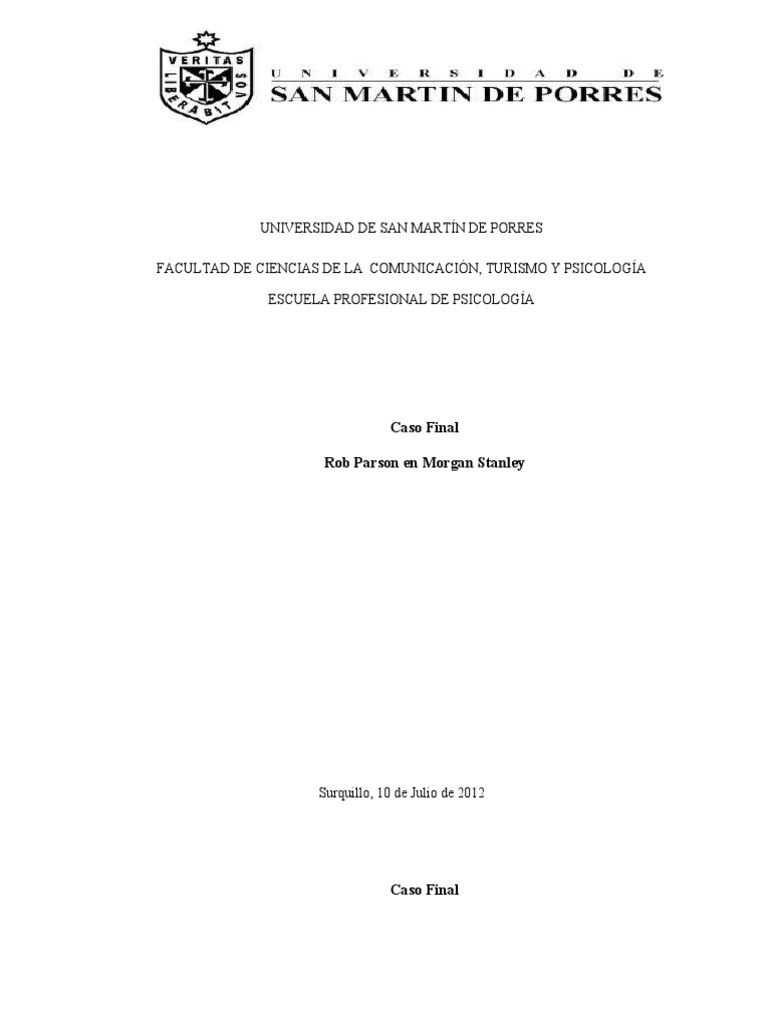 Caso Parson Trabajo - Final | PDF | Business | Evaluación