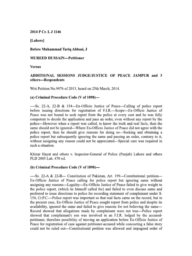 2014 PCRLJ 1146 Lahore | PDF