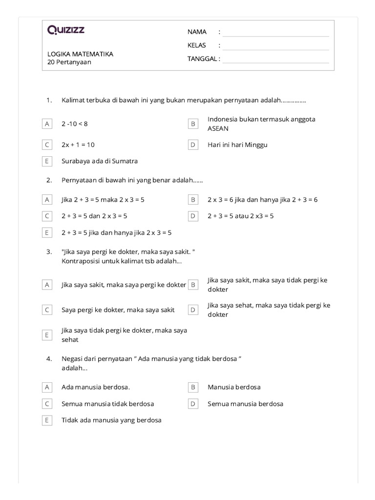 Logika Matematika 1 | PDF