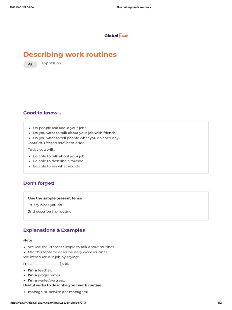 Describing Work Routines | PDF