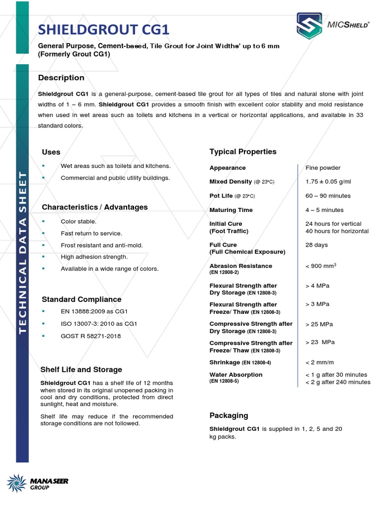 Shieldgrout CG1 | PDF | Civil Engineering | Industrial Processes