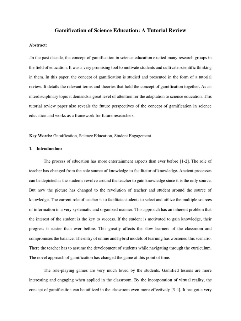 Gamification of Science Education | PDF | Goal | Science Education