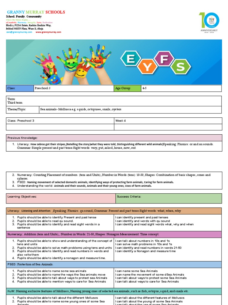 Preschool3 Week 4 Term 3_Lesson Plan | PDF