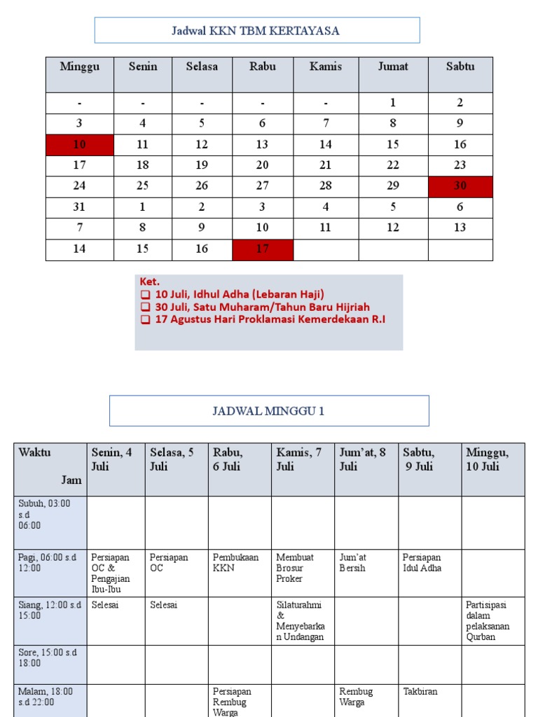 Jadwal KKN 2022 | PDF