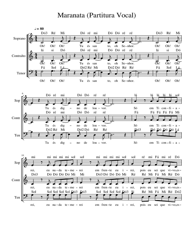 Partitura Vocal do Hino Maranata | PDF | Musicologia | Composições musicais
