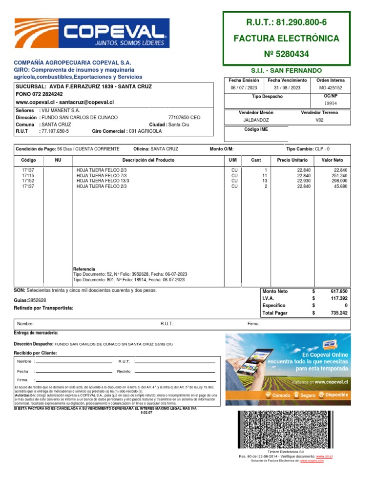 Copeval Tijeras | PDF | Factura | Business