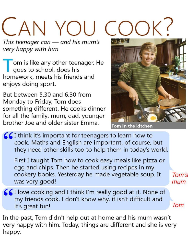 A1 Reading Can You Cook | PDF