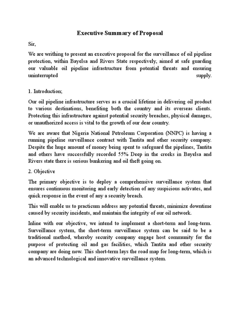 Executive Summary of Proposal | PDF | Surveillance | Pipeline Transport