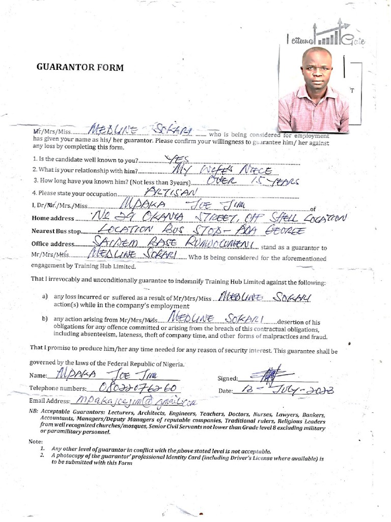 Guarantor's Form | PDF