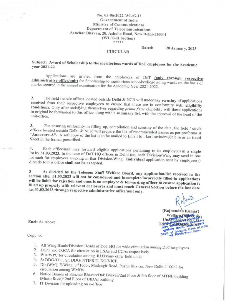 Scholarship Circular 2021-2022 | PDF | Cheque