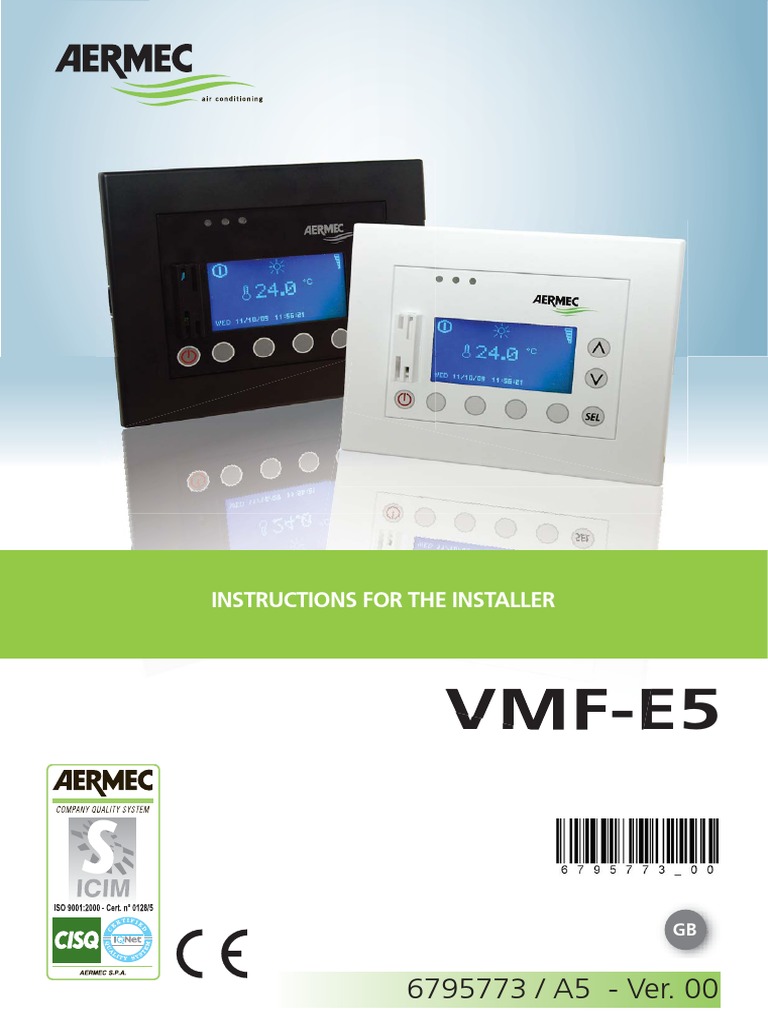 Aermec VMF E5 Installation Manual Eng | PDF | Thermostat | Water Heating
