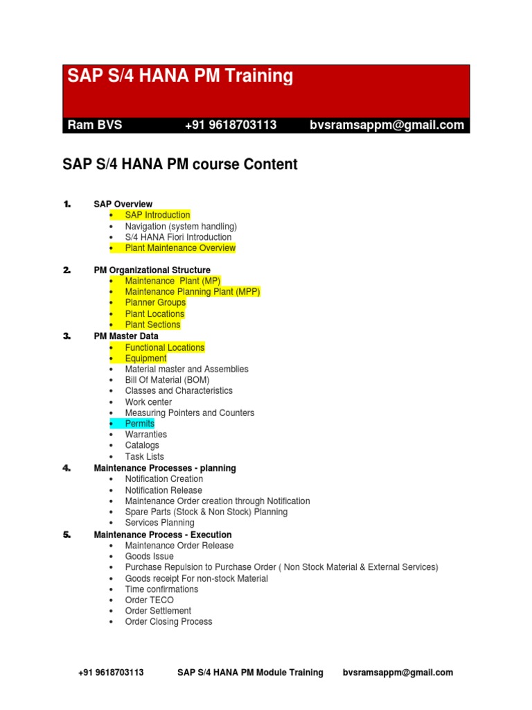 SAP S4 HANA PM Module Training1 | PDF | Computer Science | Computer Engineering