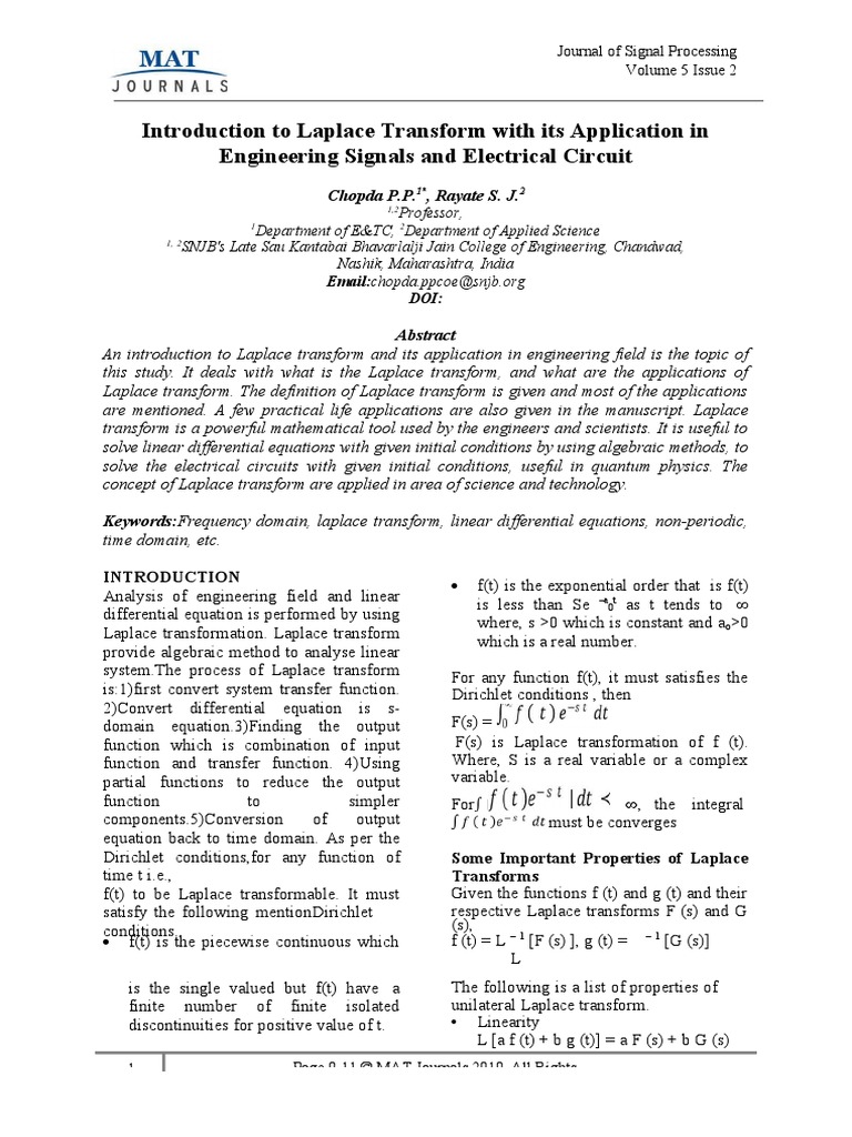 (9-11) Introduction To Laplace Transform | PDF | Laplace Transform ...