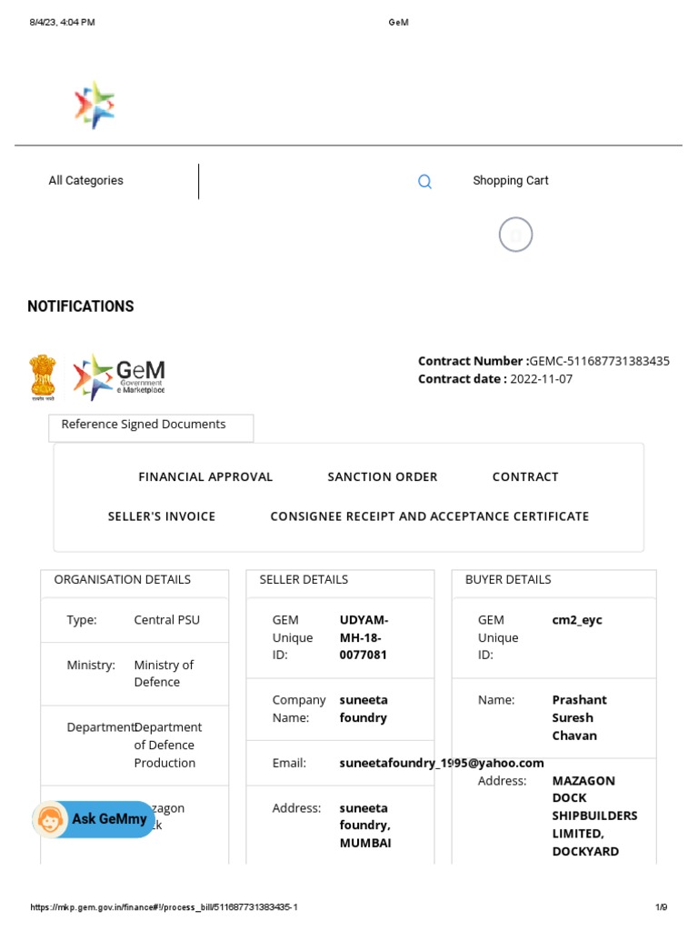 GeM Suneeta Foundry | PDF | Invoice | Business