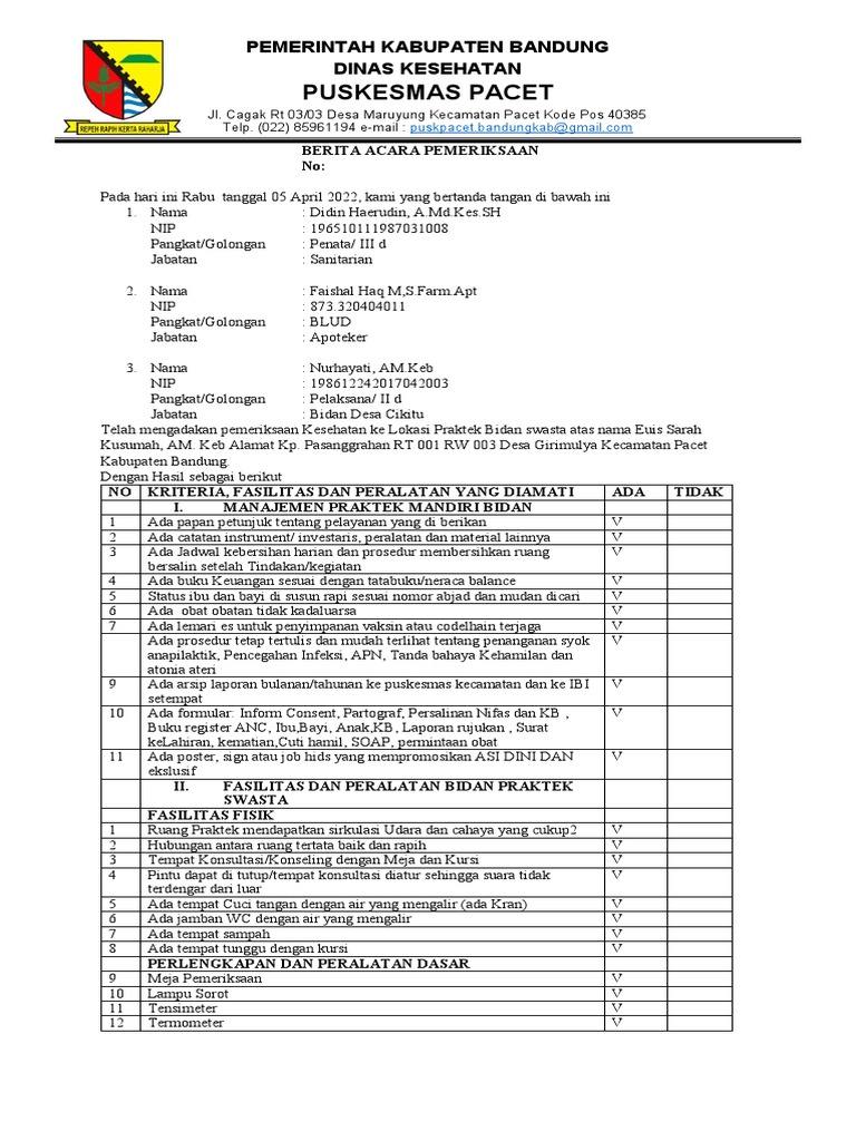 Berita Acara Pemeriksaan Euis Sarah Kusumah | PDF