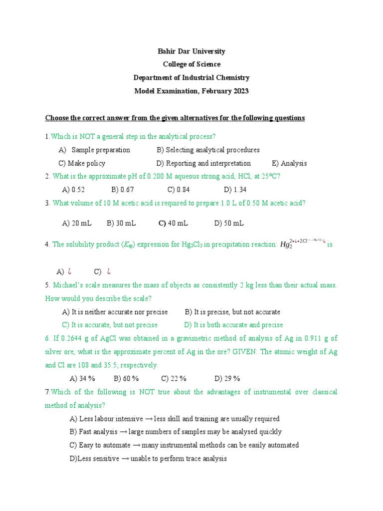 Industrial Chemistry Model Exam 2023 | PDF | Chromatography | Polymers
