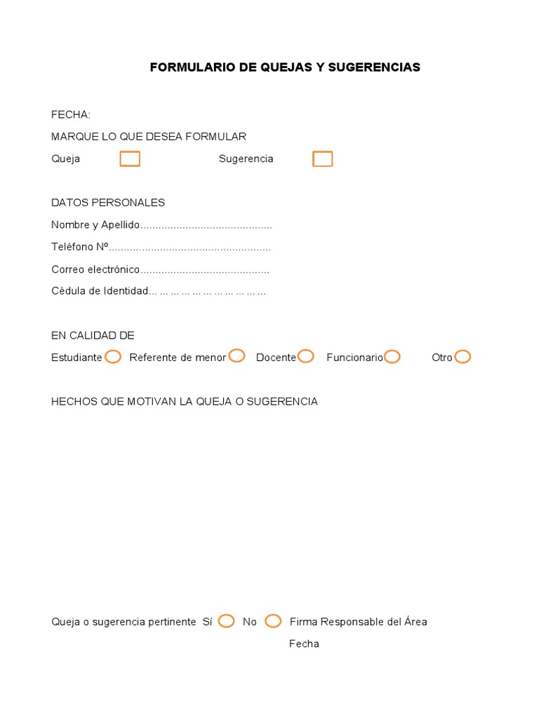 Formulario de Quejas y Sugerencia | PDF