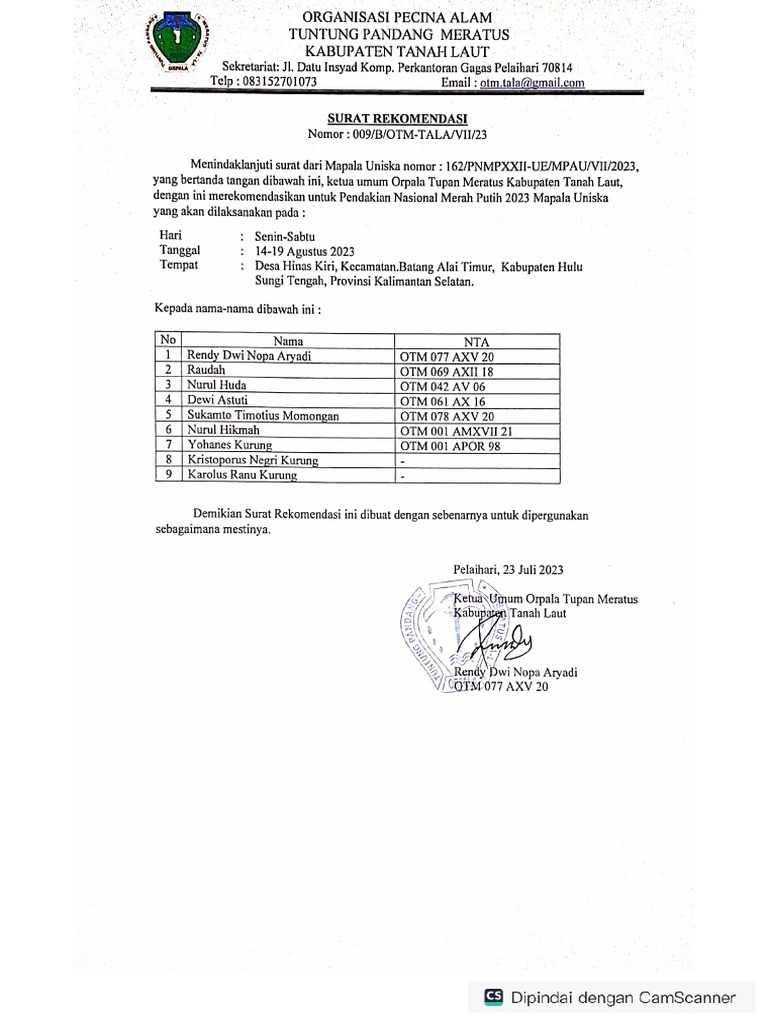 Surat Rekomendasi PNPM | PDF