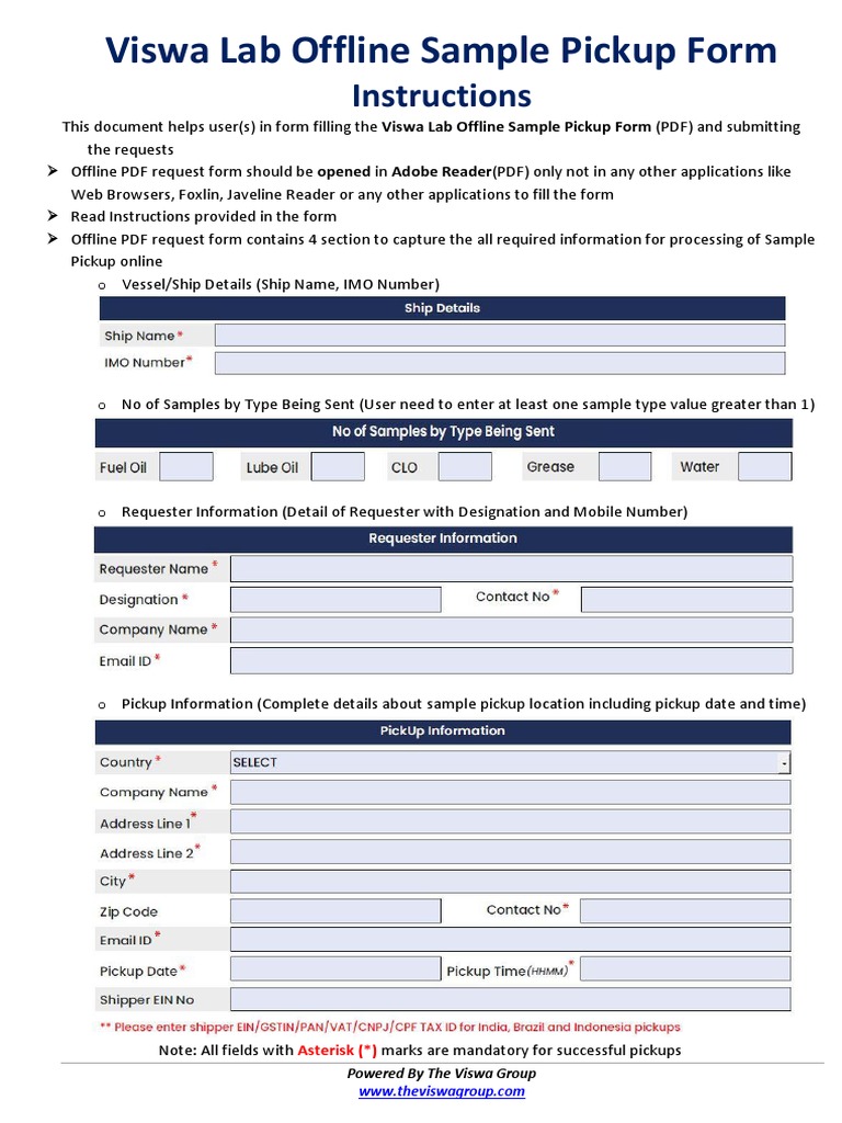 VG Offline Sample Pickup Form Instructions | PDF | Online And Offline | Computing