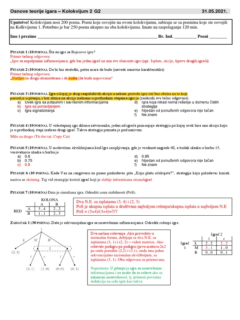 2021 Kolokvijum 2 G2 Rešenje | PDF