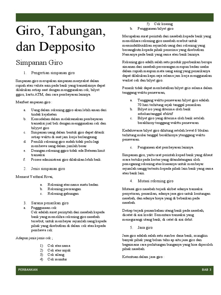 Giro, Tabungan | PDF | Pengelolaan Keuangan & Uang