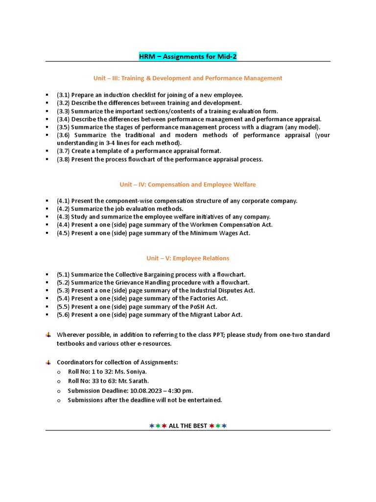 HRM Assignments For Mid-2 | PDF