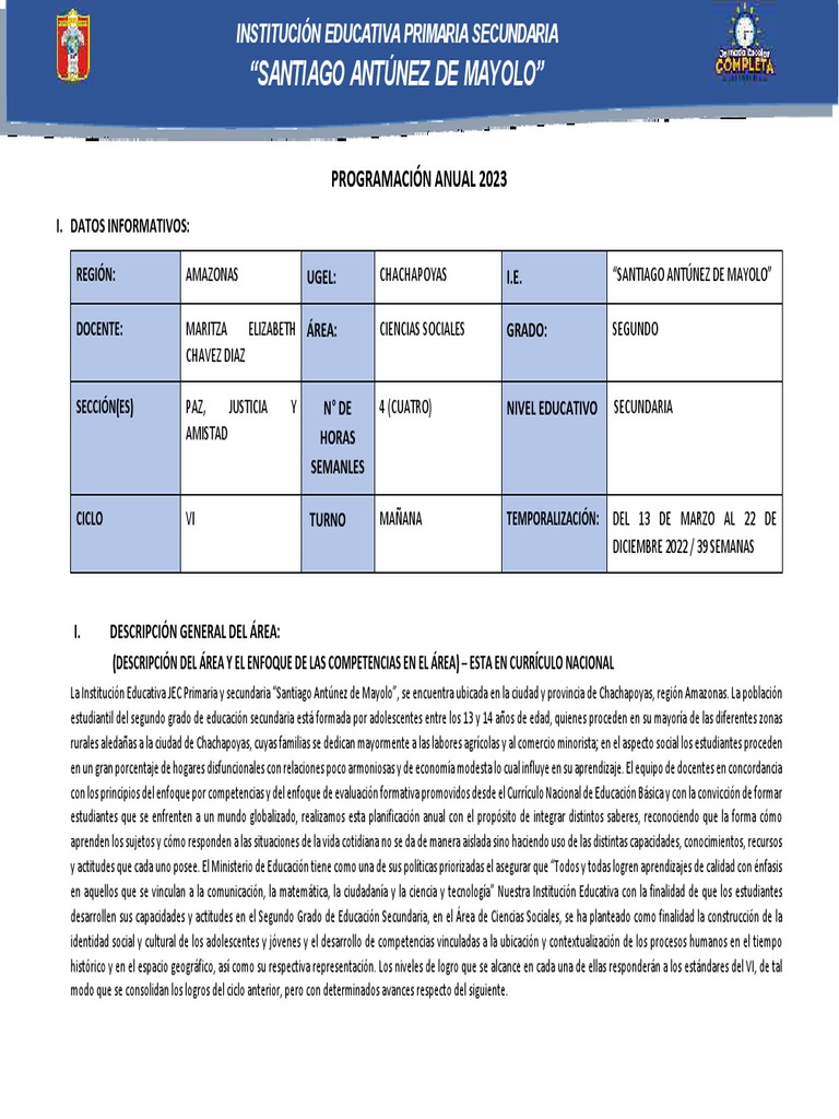 Programación Anual CCSS 2° | PDF | Evaluación | Sociedad
