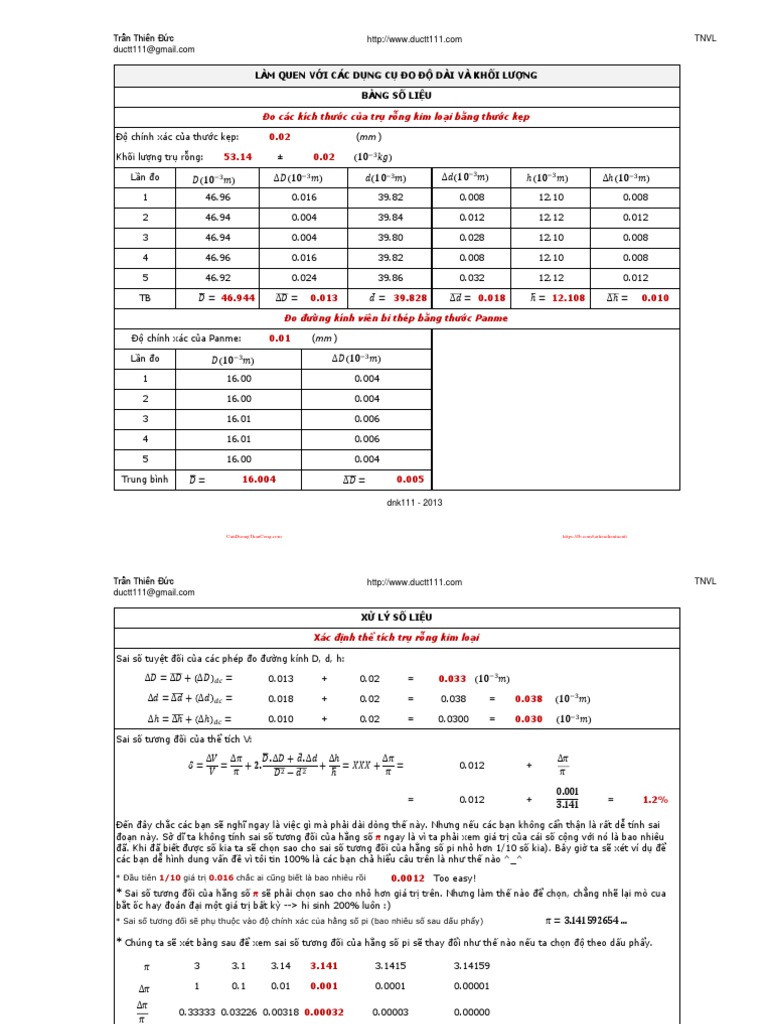 Thi Nghiem Vat Ly Dai Cuong - Bai 01 Bao Cao Lam Quen Voi Cac Dung Cu Do Do Dai Va Khoi Luong ...