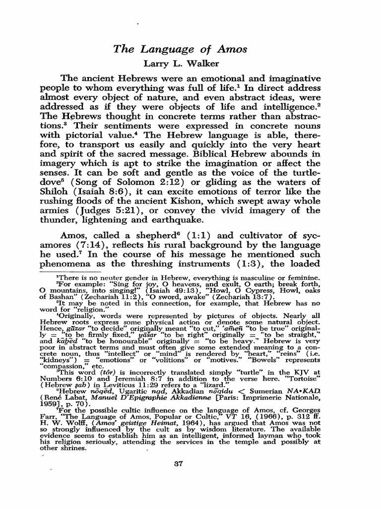 WALKER, L. L. Language of Amos | PDF | Copyright | Fair Use