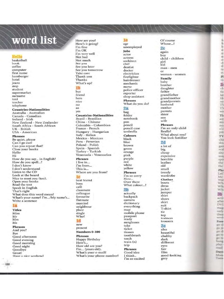 Traveller - Beginners - WORD LIST | PDF