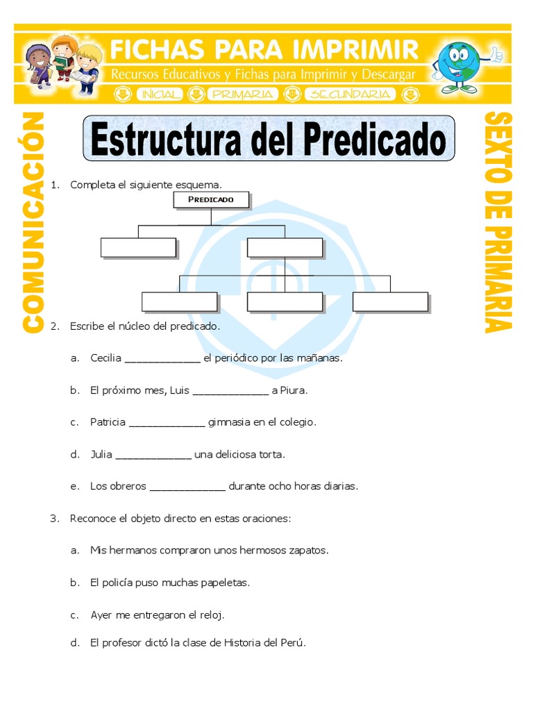 Ficha Predicado para Sexto de Primaria | PDF