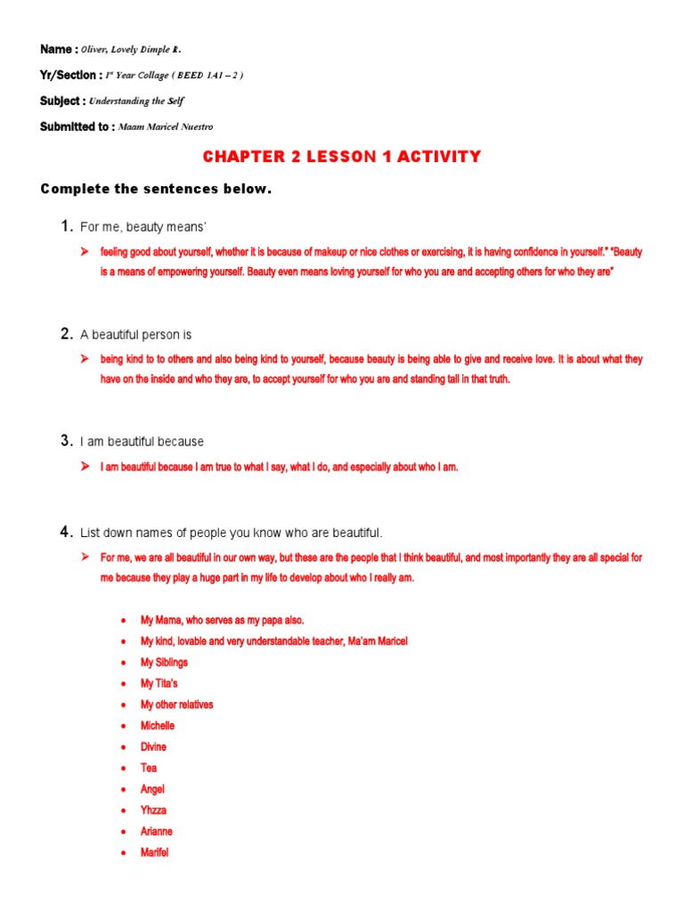 Chapter 2 - (Lesson 1 Activity) | PDF | Puberty | Reproductive System
